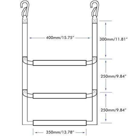 3 Step Boat Rope Ladder Nylon Webbing Boarding Ladder Portable Fishing ...