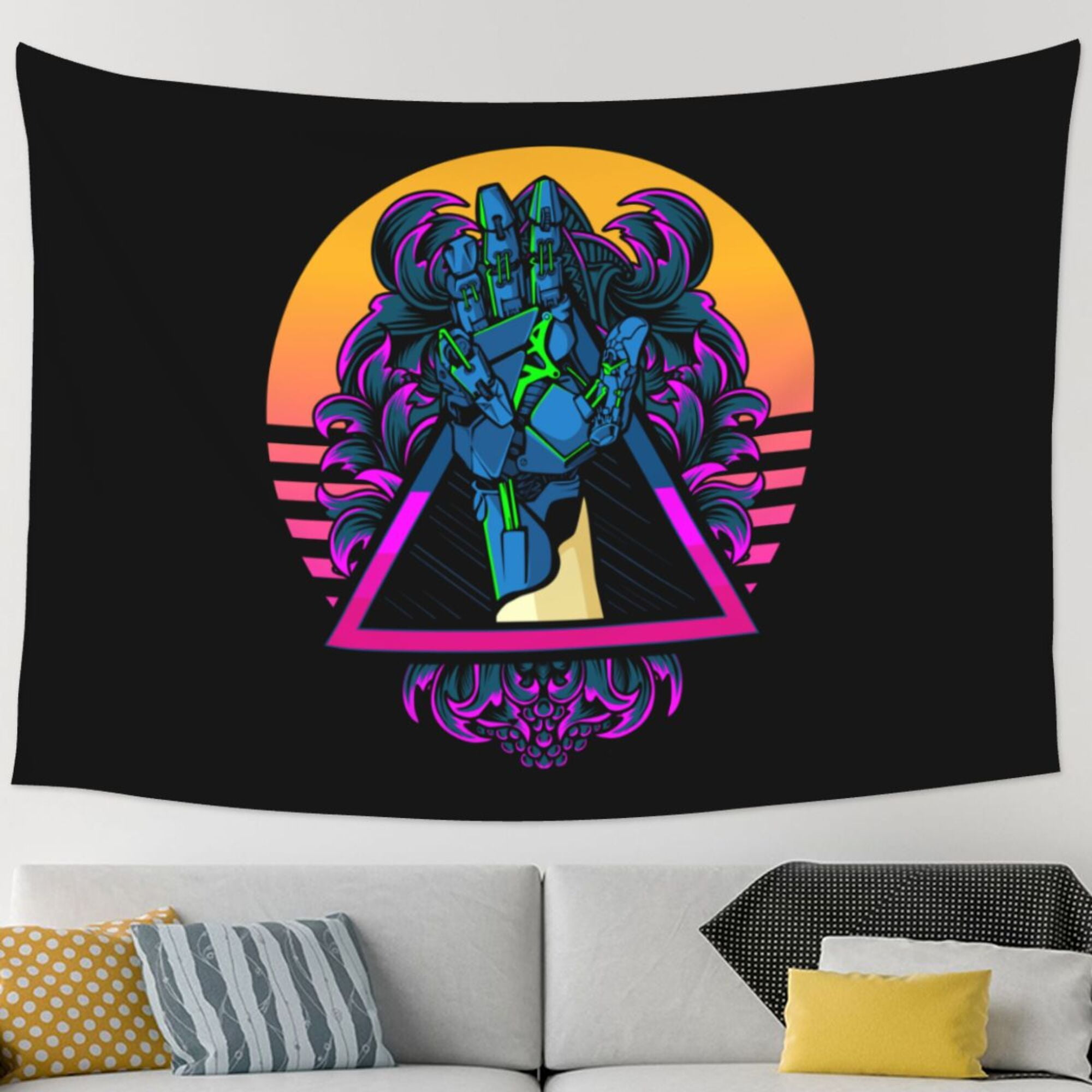 TEQUAN Cyberpunk Futuristic Robot Pattern Large Tapestry, Aesthetic ...
