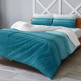 4 Piece Duvet Cover Set Queen, Abstract Gradient Turquoise Stripe Soft ...