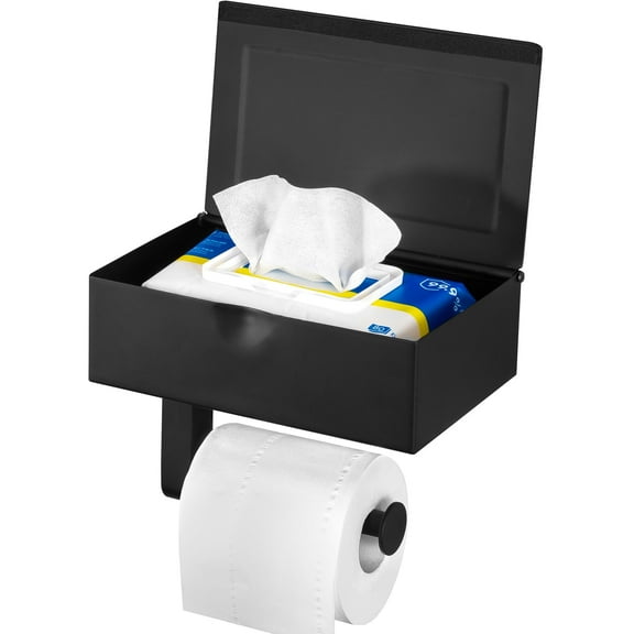 Xirurus Black Stainless Steel Toilet Paper Holder with Wipes Dispenser ...