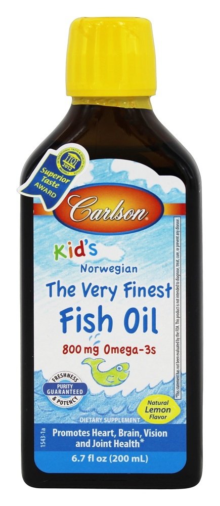 Carlson Labs Kid's The Very Finest Fish Oil Omega-3, Lemon, 800 Mg, 6.7 ...