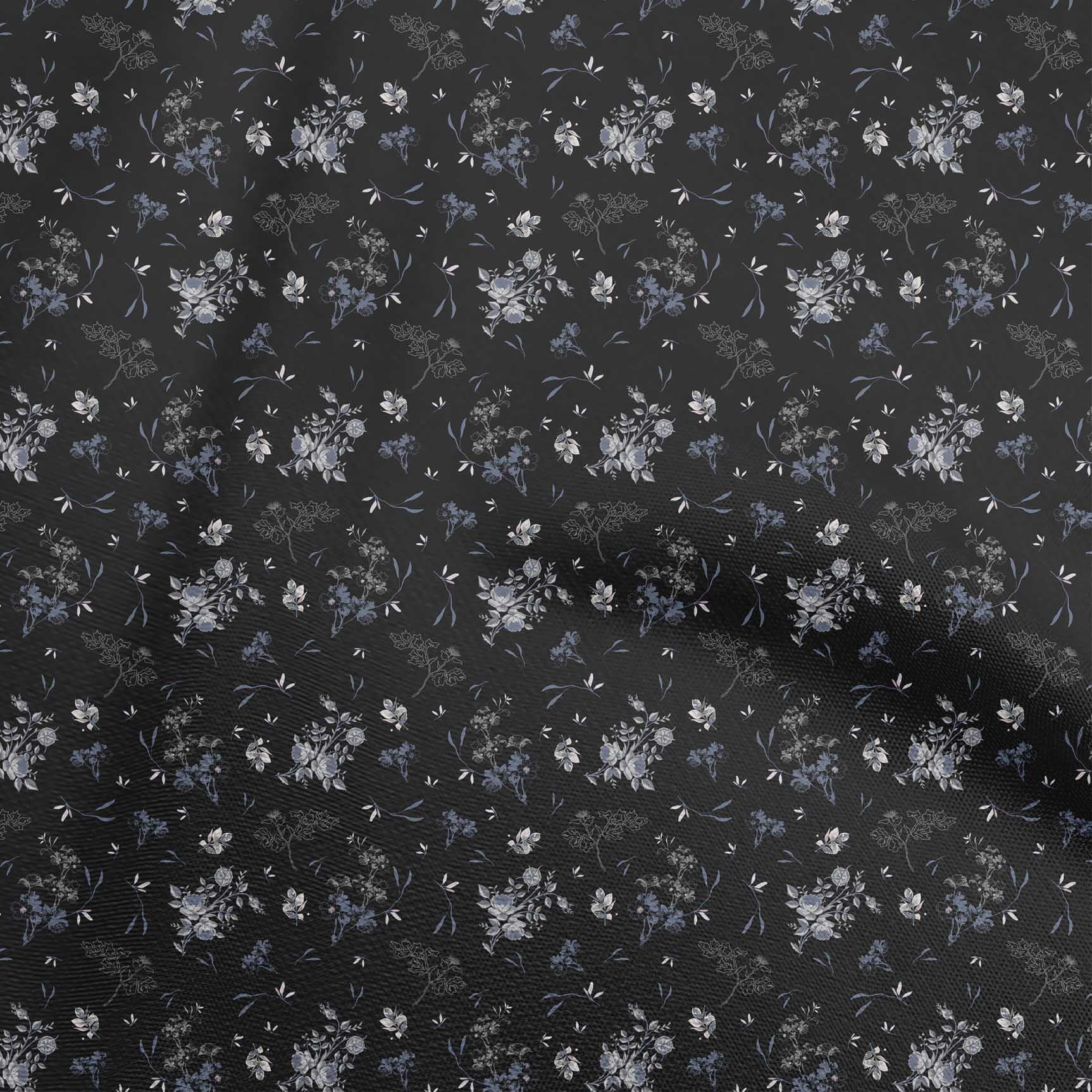 oneOone Cotton Poplin Black Fabric Floral Sewing Material Print Fabric ...