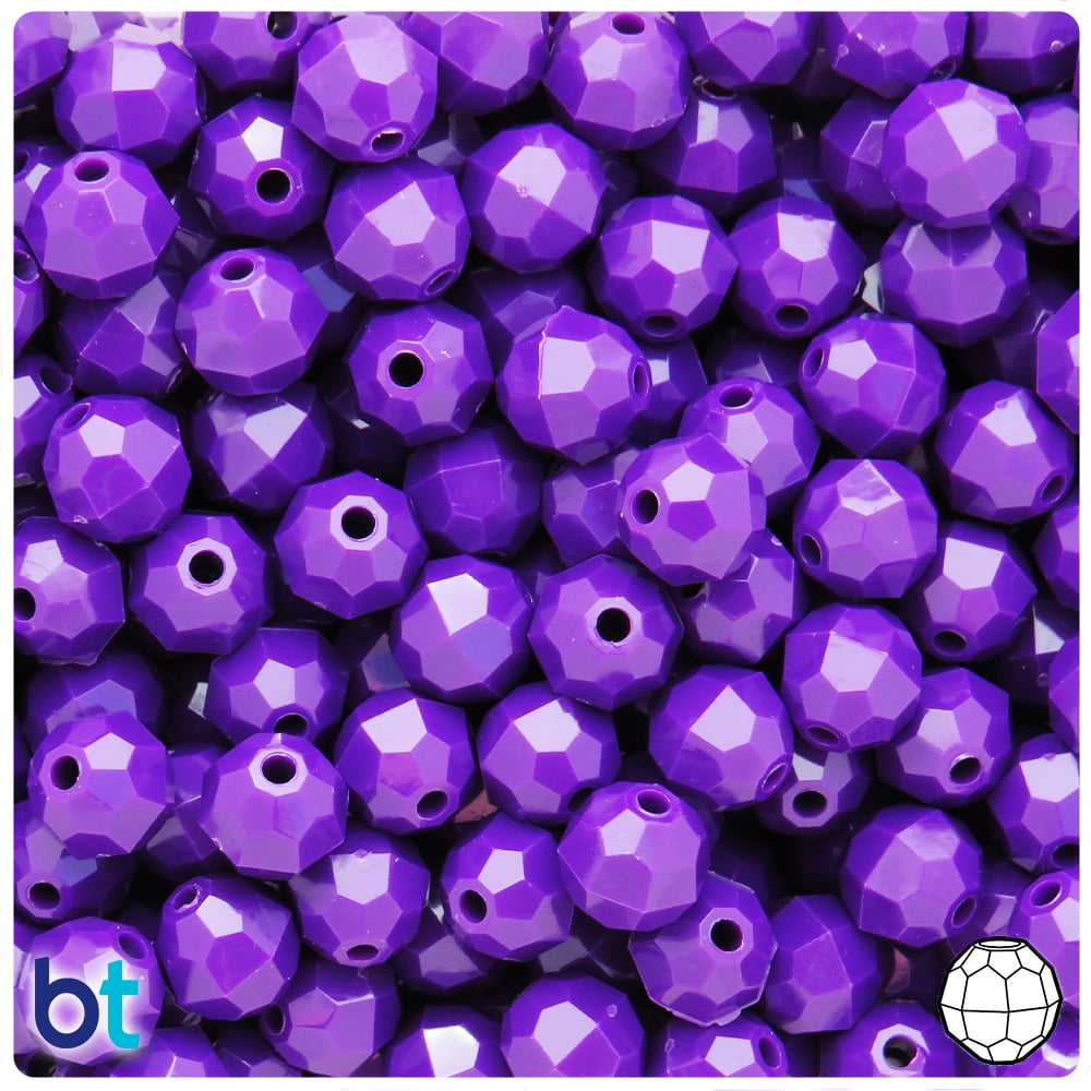 BeadTin Plum Neon Bright 10mm Faceted Round Plastic Beads (225pcs ...