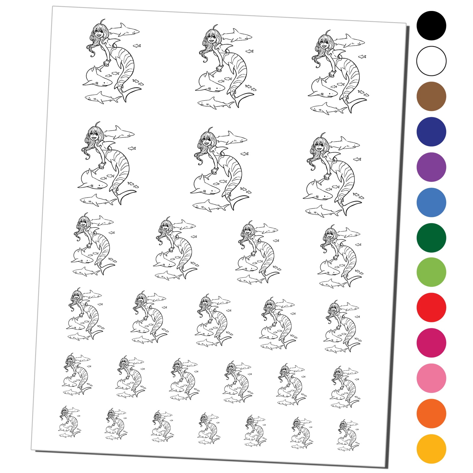 Striped Tiger Shark Mermaid Swimming with Shark Friends Water Resistant ...