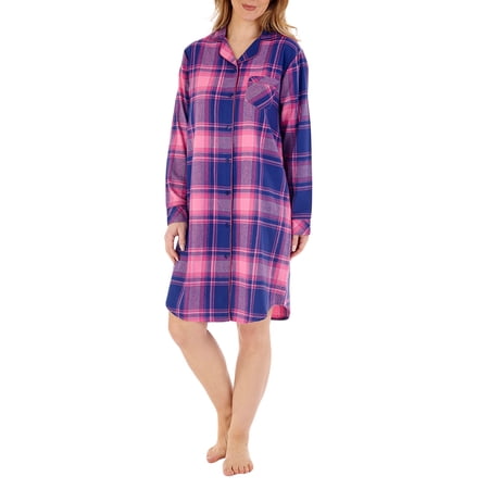 Slenderella NS88220 Pink Check Cotton Nightshirt 14/16 | Walmart Canada
