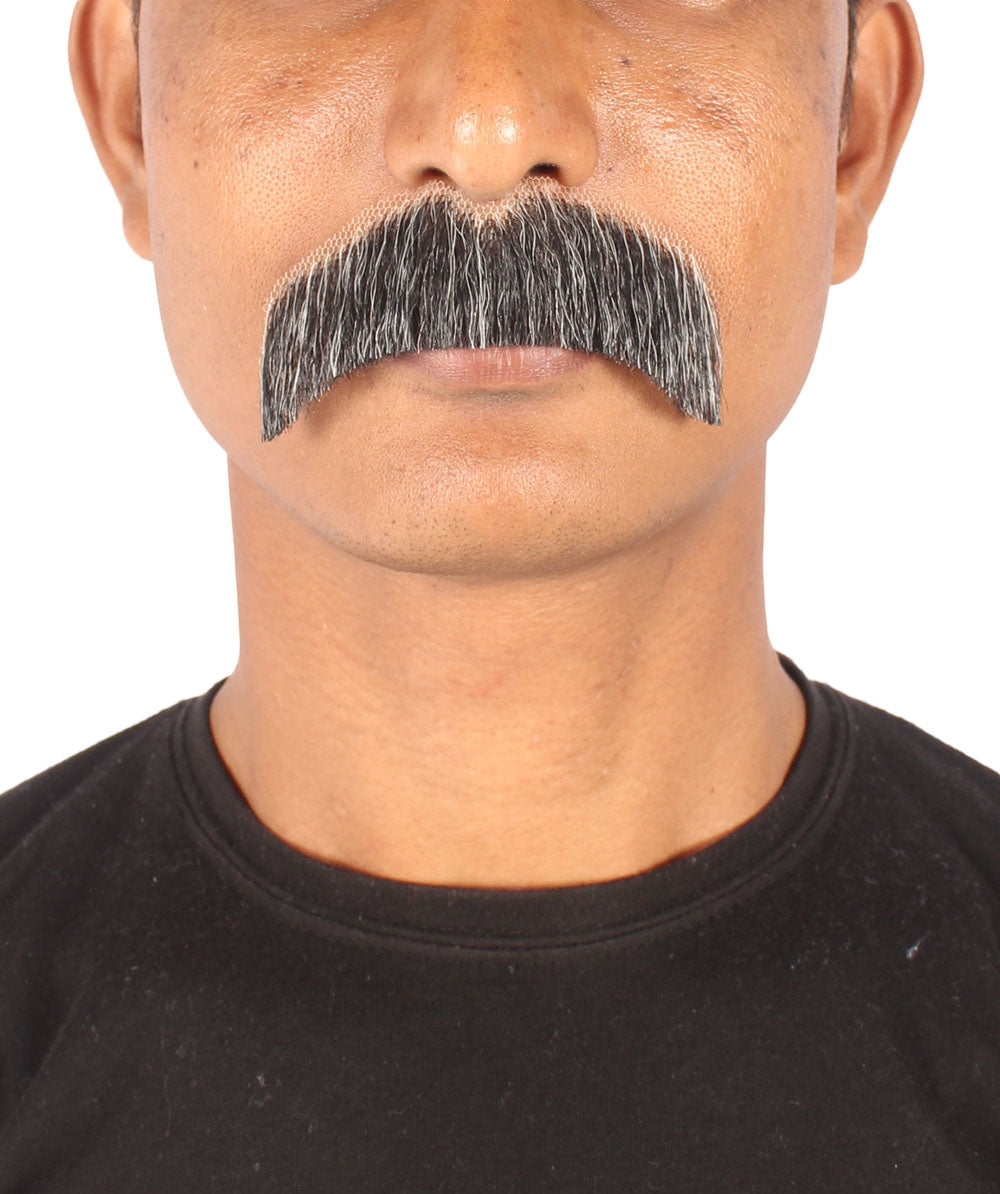 Men's Human Hair Mustache | Mix Grey Facial Hair | HPO - Walmart.com