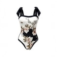 2-Piece Elegant Floral One-Piece Swimsuit with Sheer Wrap Skirt ...