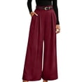 Ailaofu Women High Waist Pleated Wide Leg Dress Pants With Detachable ...