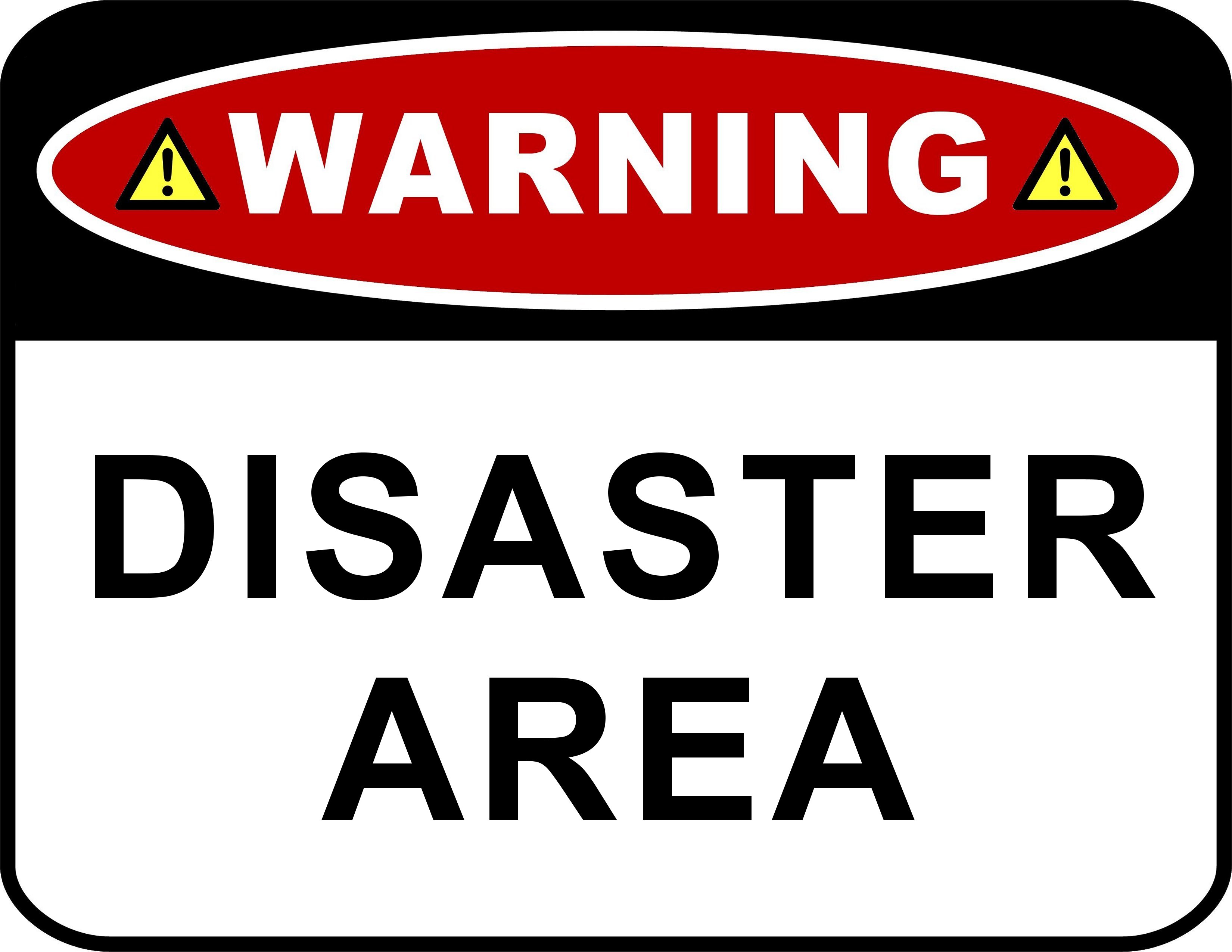 Flashing Blinking Red LED Laminated Funny Sign Warning Disaster Area ...