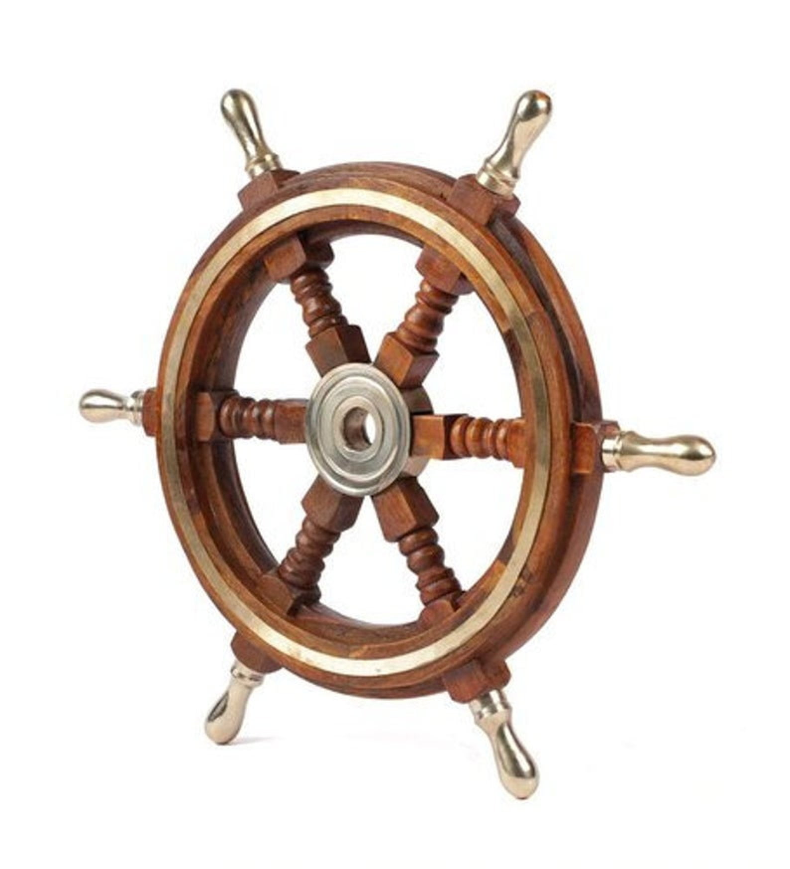 Wooden Ship Wheel Pirate Rustic Captain Wall Home Décor Nautical Style ...