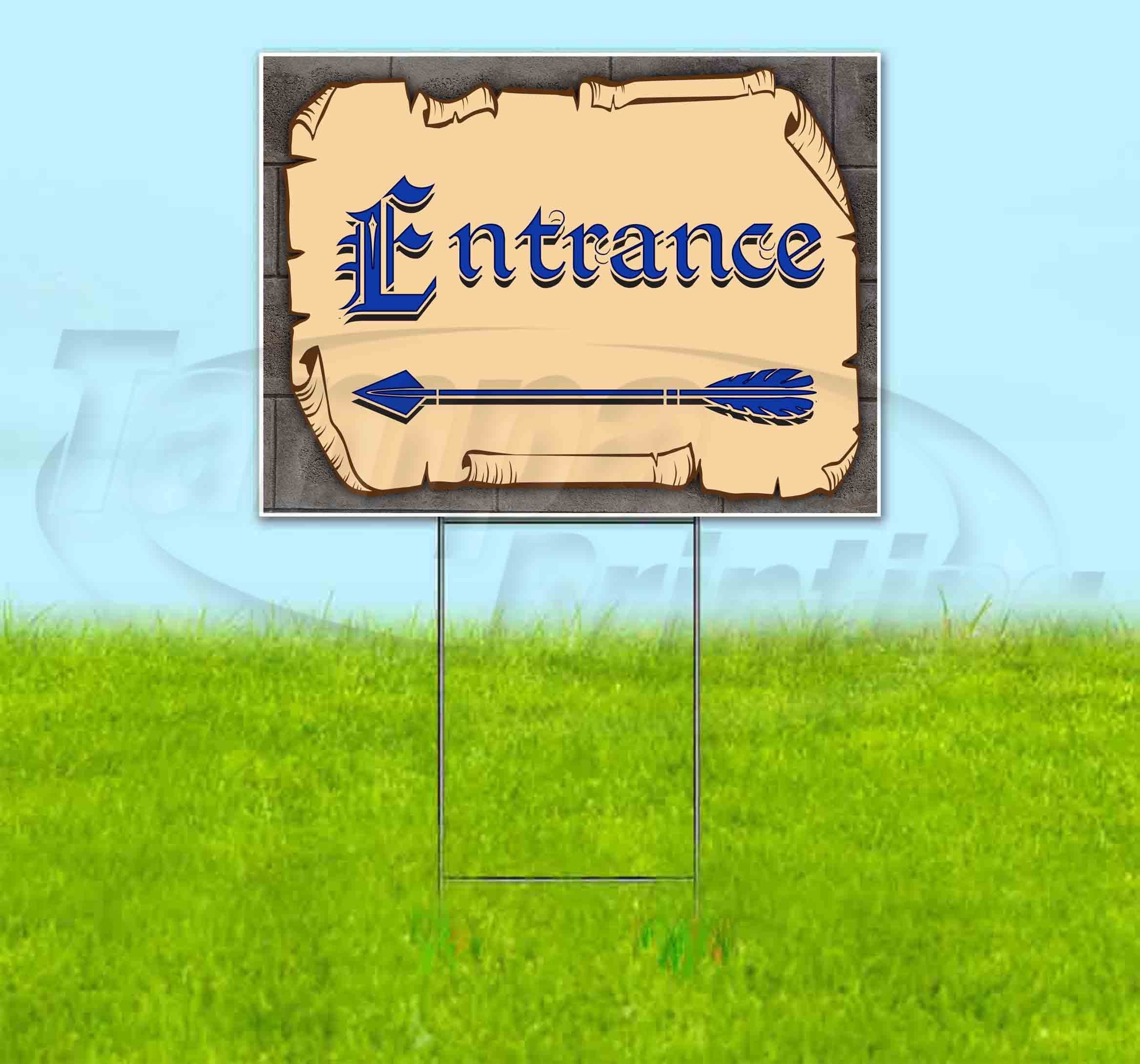 Medieval Fair Entrance Left Arrow Blue Scroll (18" X 24") Yard Sign ...