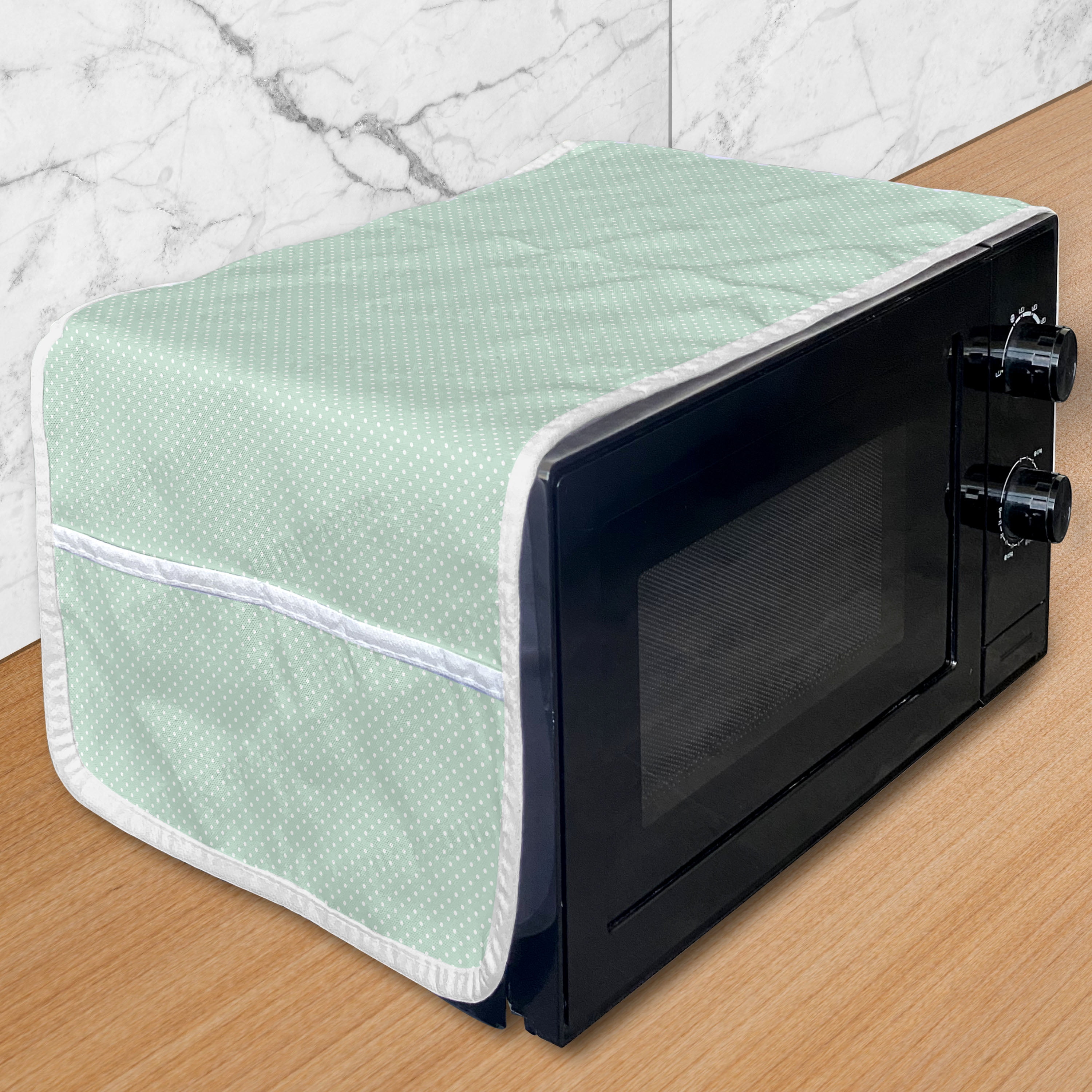 Green Microwave Oven Cover, Retro Style Themed Pattern with Little ...