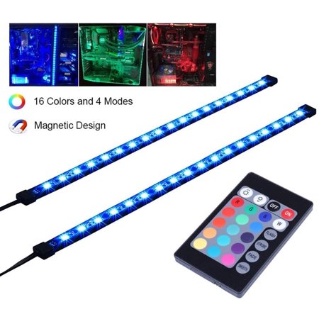 Miheal RGB LED Strip Computer Lighting via Magnet with 24 Key Remote ...