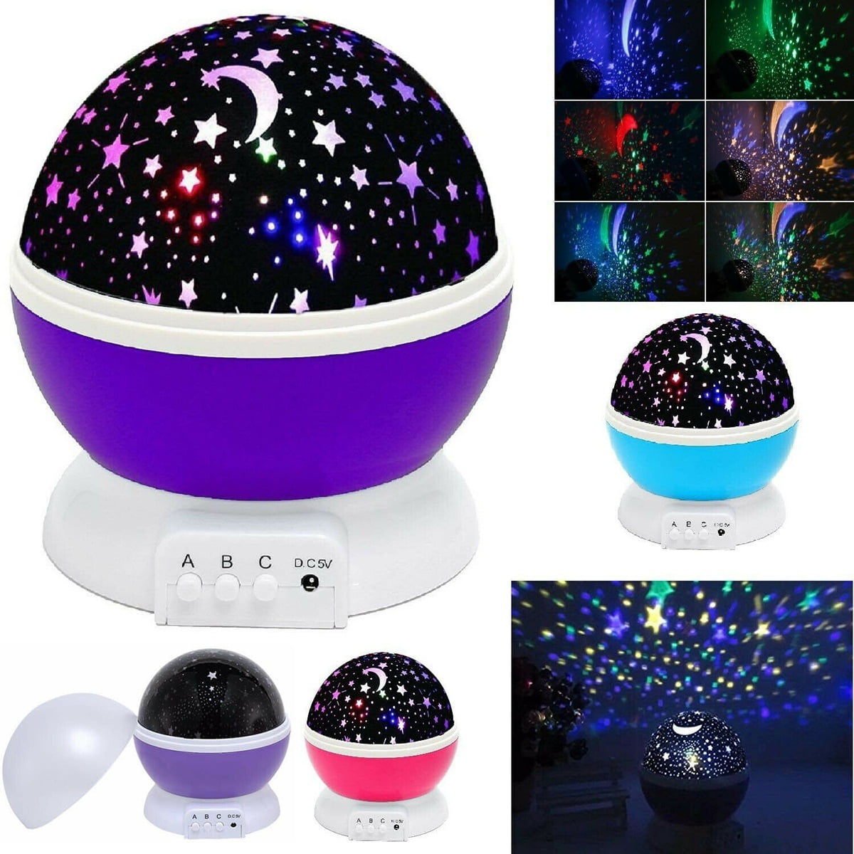 Night Light Projector, Rotatable Sky Moon Star Projector Night Lights ...