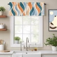 Abstract Curves Valances for Windows, Retro Teal Orange Fluid Ribbons ...