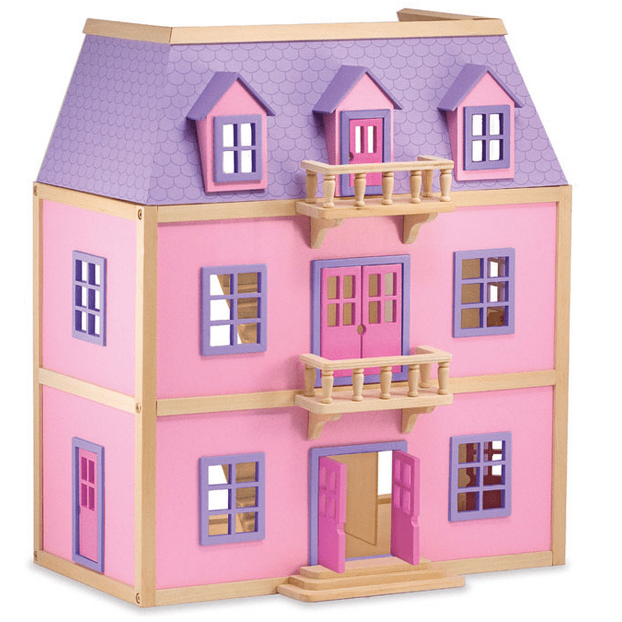 Melissa Doug Multi Level Wooden Dollhouse with 19 pcs Furniture Walmart