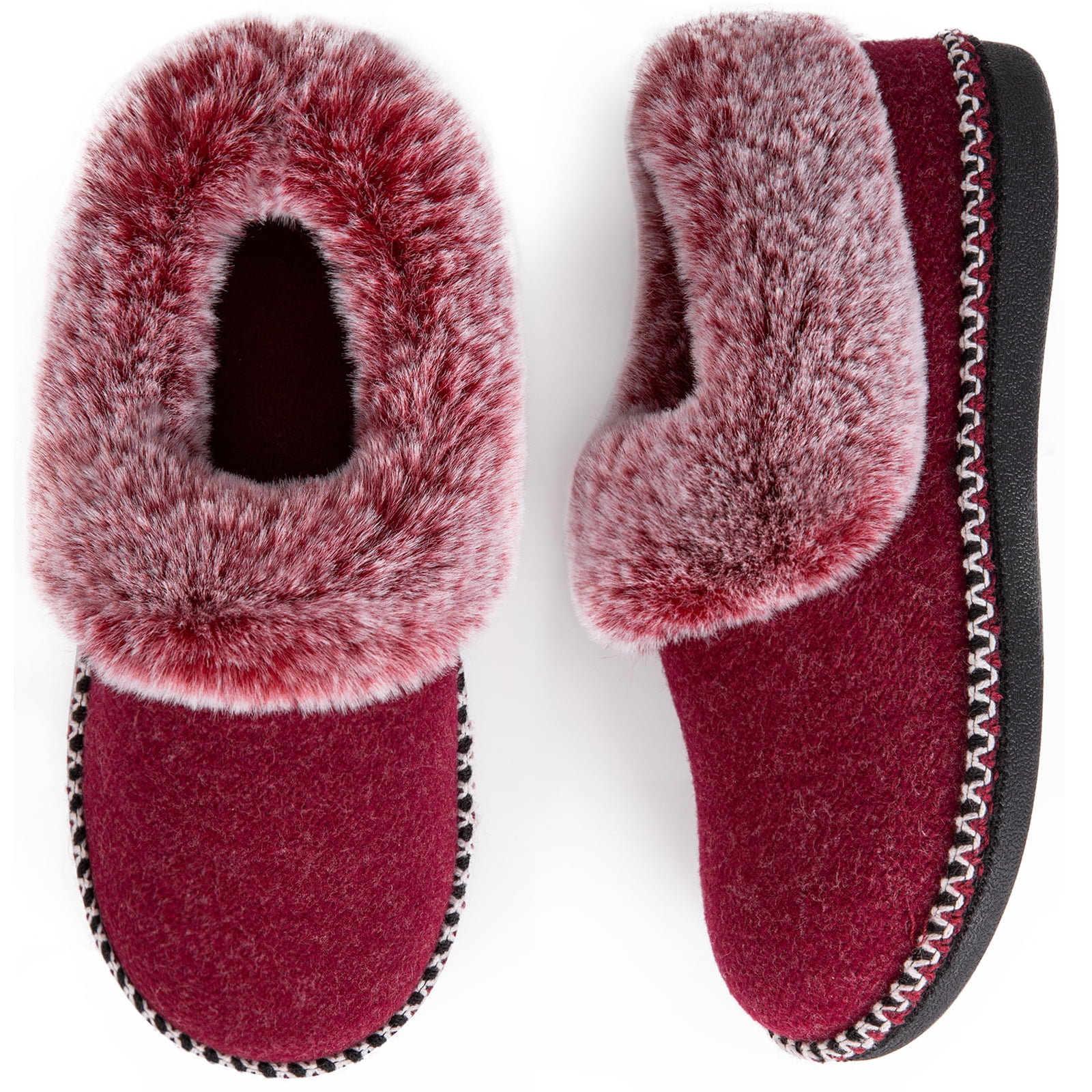 EverFoams Ladies' Luxury Wool Memory Foam Slippers with Fluffy Faux Fur ...