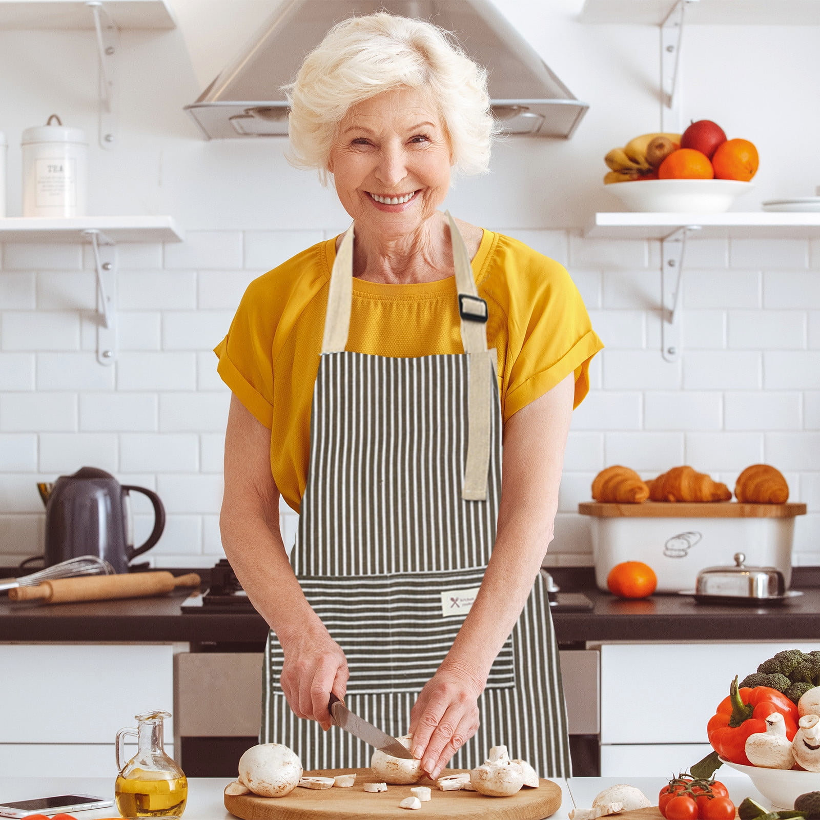 Click here for Stripe Aprons Adjust Bib Aprons With Pockets Cotto... prices