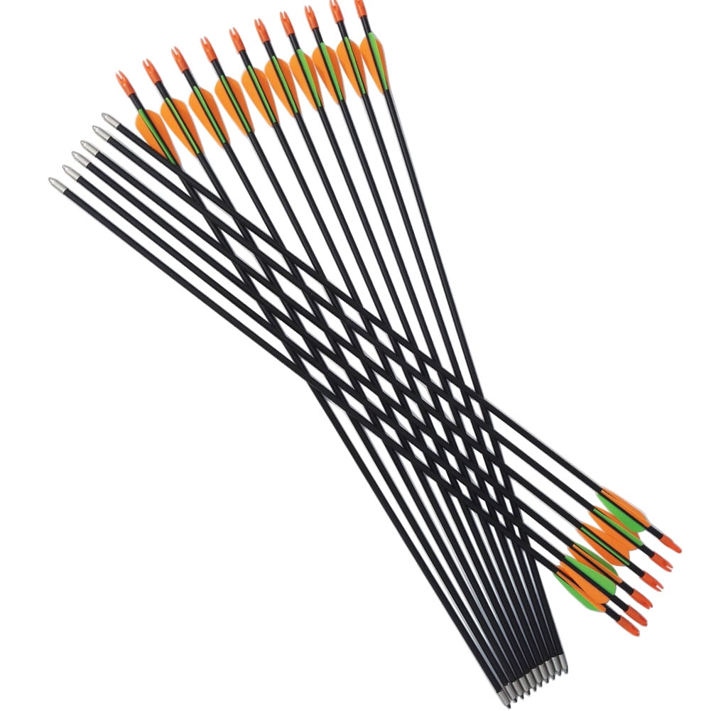 SHARROW Archery 28" Youth Fiberglass Arrows with Safety Points, 12 Pack ...