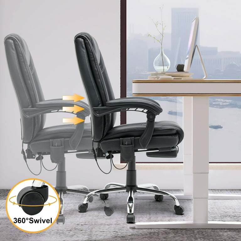 Homrest Ergonomic Indoor Massage Heated PU Leather Office Chair Black
