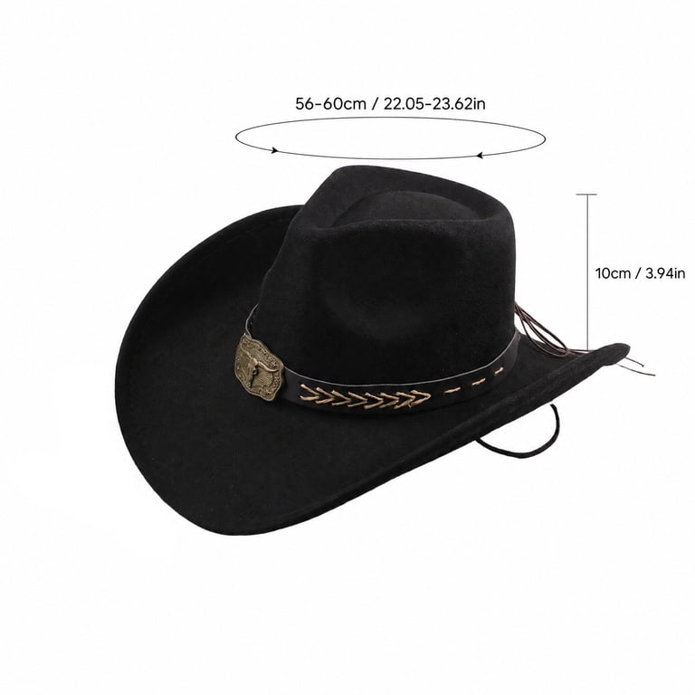 Cowboy Hats for Women Western Felt Jazz Hat with Bull Skull Buckle ...