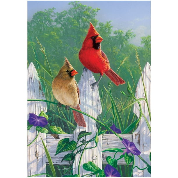 Custom Decor Garden Flag - Fence Cardinals - Walmart.com - Walmart.com