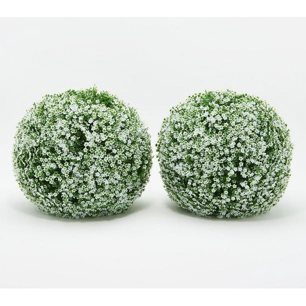 "Wicker Park Set of (2) 11" Faux Flower Indoor/ Outdoor Garden Spheres ...