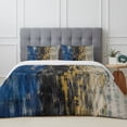 Blue Yellow Bedding Duvet Cover Set King Size 4 Pieces, Abstract Indigo ...