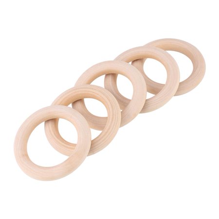 Sonew 50pcs Unfinished Natural Wooden Round Rings DIY Wood Craft ...