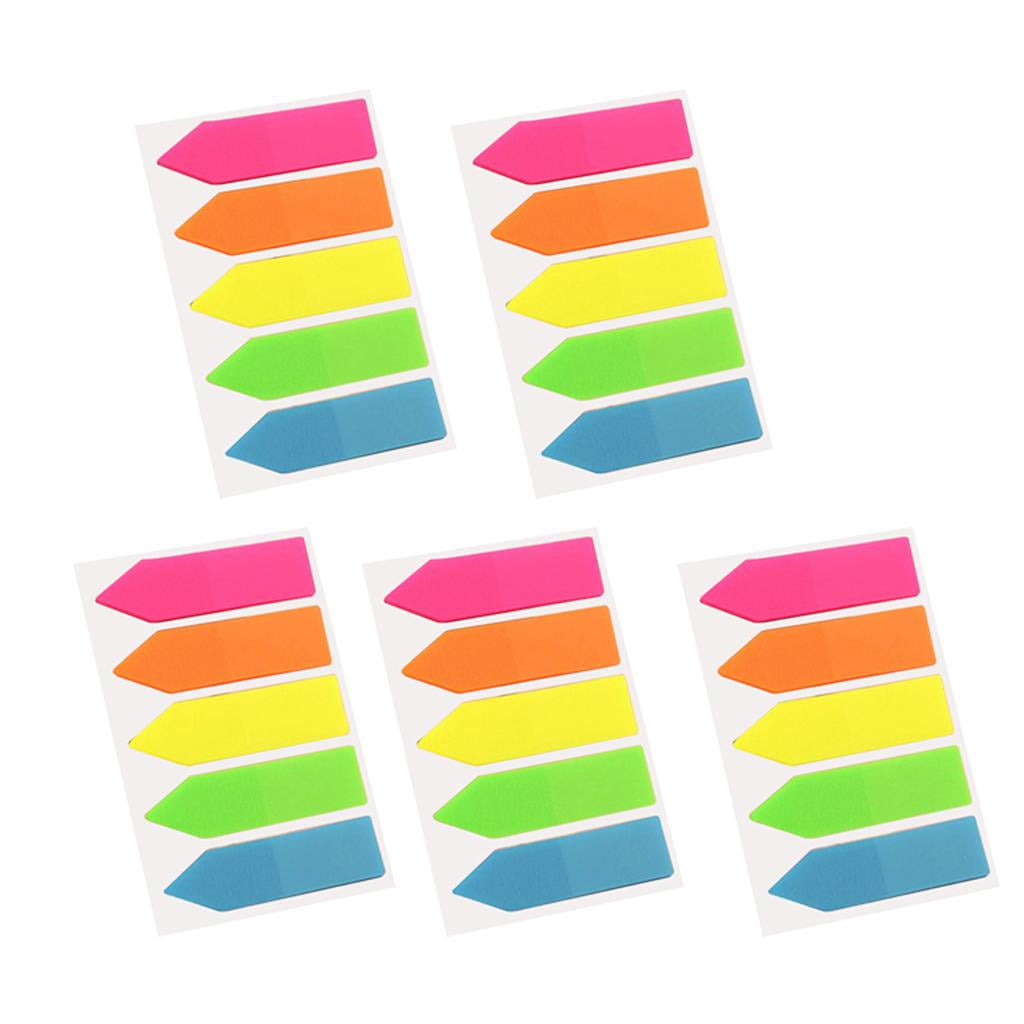 5 Pieces Fluorescent Index Tabs, Colorful Memo Sticky Note Label Shape ...