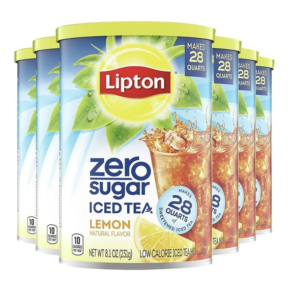 Lipton Zero Sugar Peach Iced Tea Mix, 10 Quarts, pack of 6 - Walmart.com