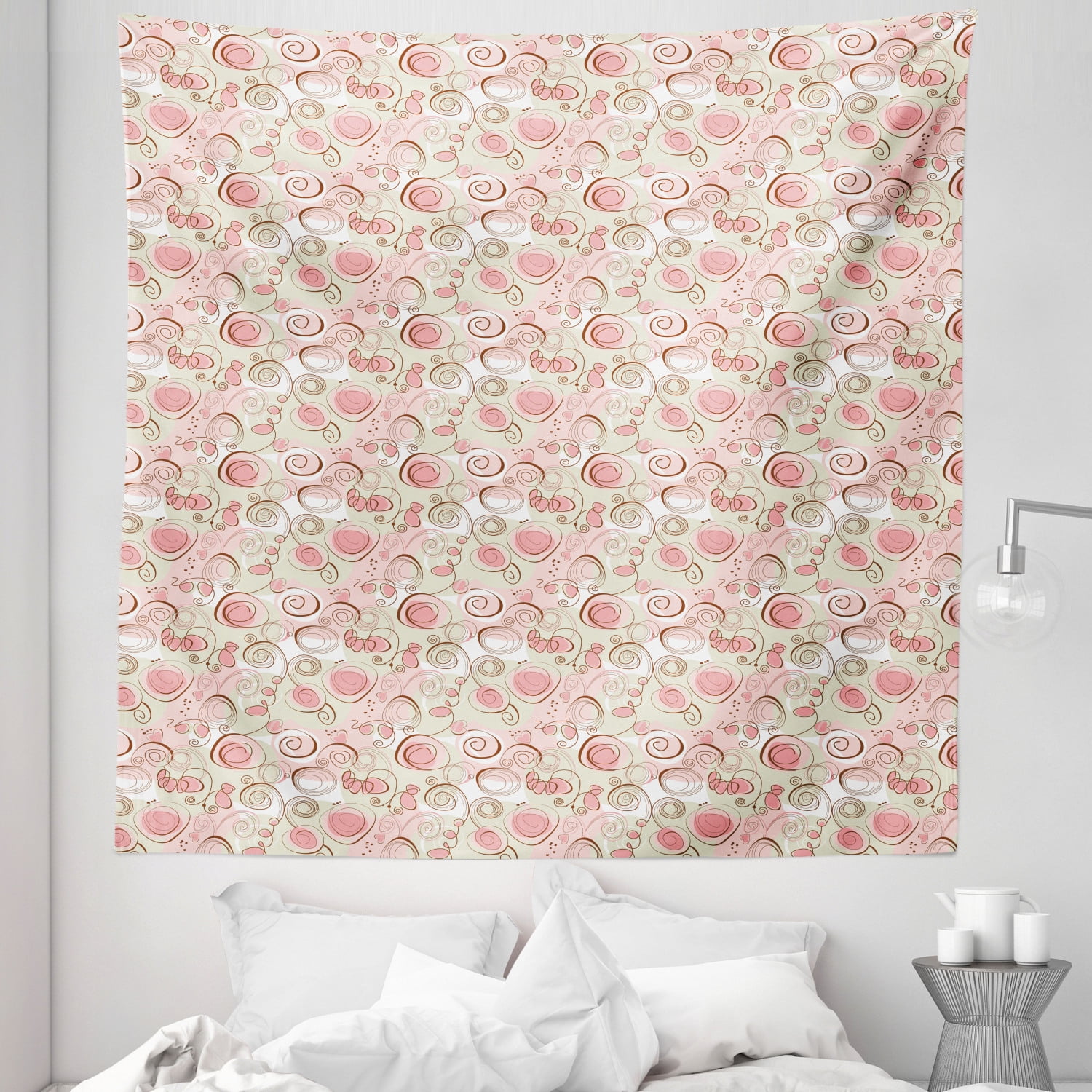 Love Tapestry, Romantic Pastel Colored Scribble Random Shapes Hearts ...