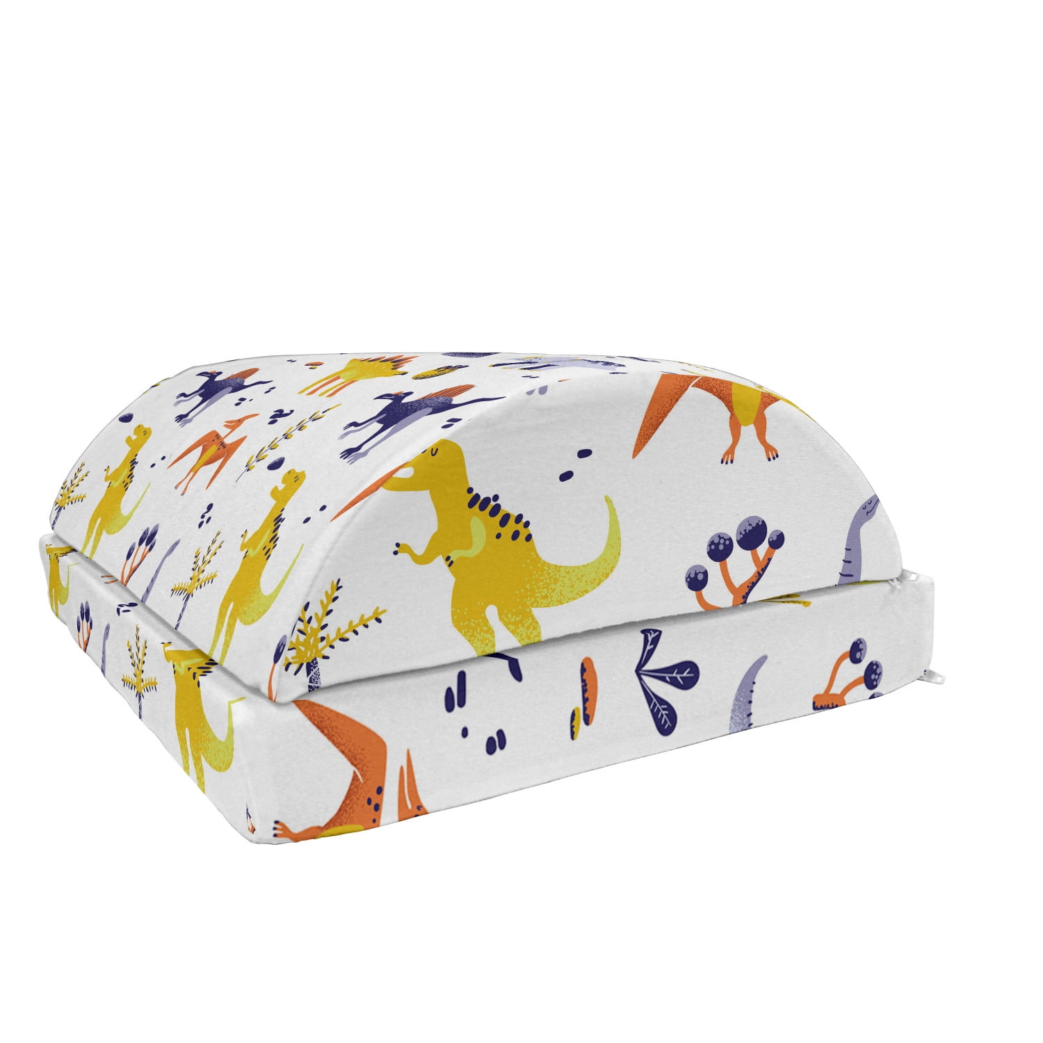 Jurassic Foot Rest, Design of Dinosaurs and Botany Items on a Plain ...