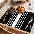 Black White Stripe Placemats Set of 8, Cotton Linen Fabric Place Mats ...