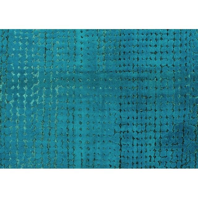 Ahgly Company Machine Washable Indoor Rectangle Abstract Turquoise Blue ...