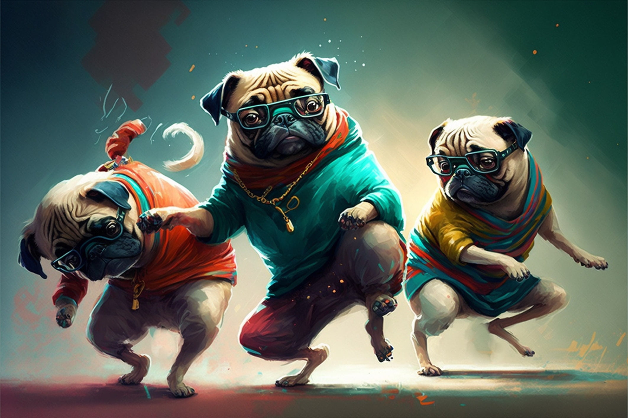 24x36 gallery poster, Dancing Pugs - Walmart.com