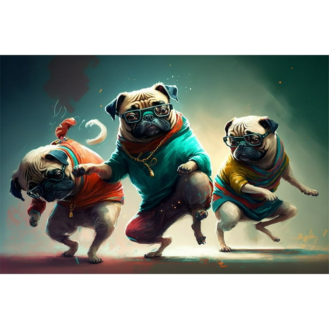 24x36 gallery poster, Dancing Pugs - Walmart.com