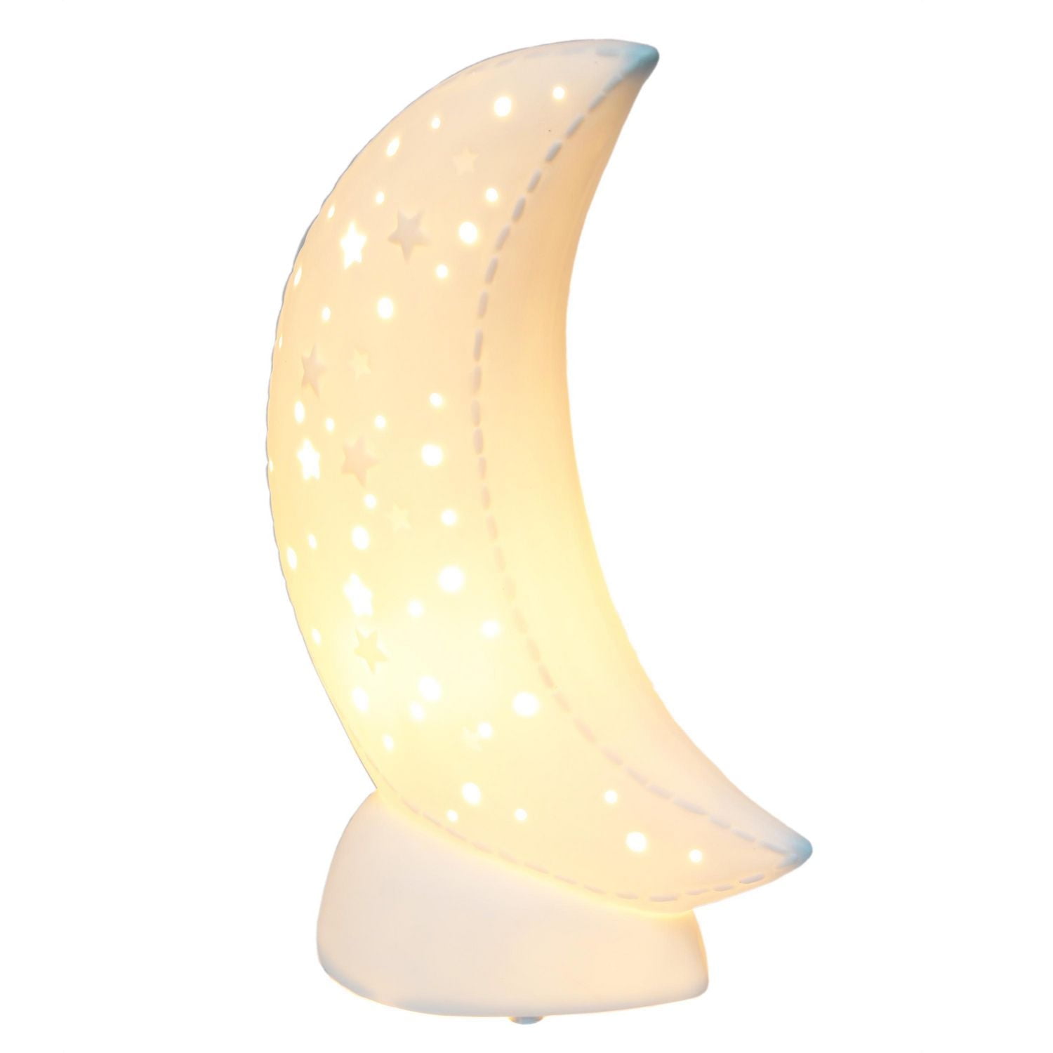 Click here for Simple Designs Porcelain Moon Shaped Table Lamp Un... prices