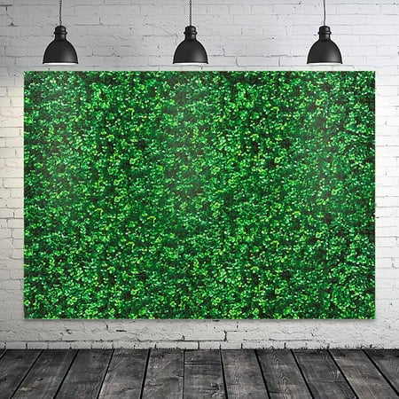 5 x 3ft Fabric Green Leaves Photography Backdrop Green Grass Wall ...