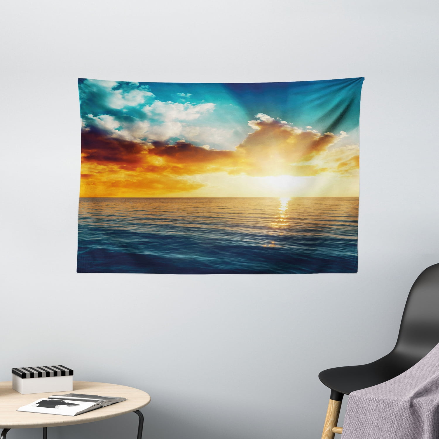 Sunset Tapestry, Long Exposure Magical Horizon Panorama over Ocean ...