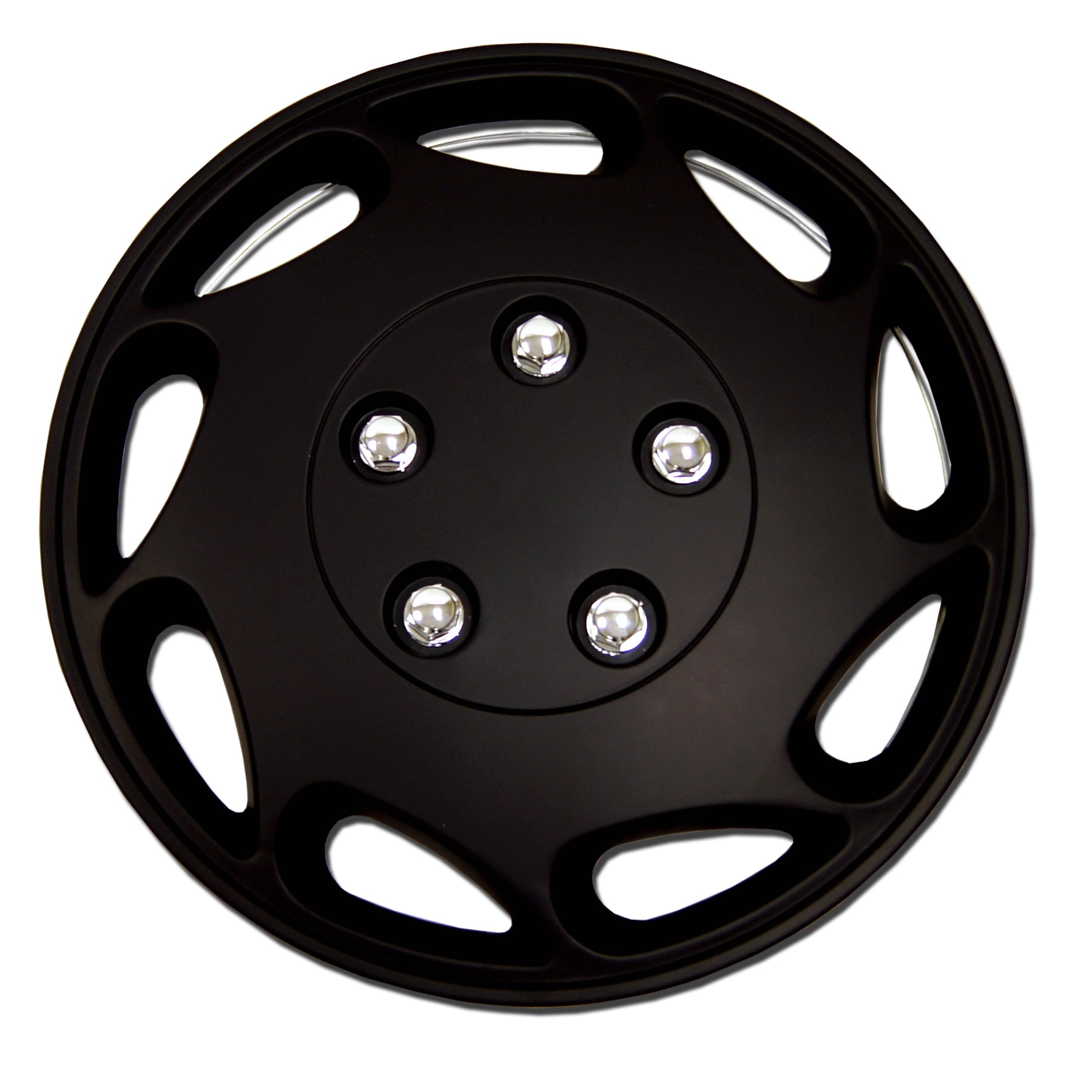 TuningPros WSC-807B15 Set of 4 Matte Black Hubcaps 15" - Hub Caps Wheel ...