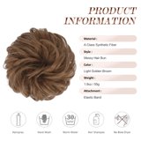 MORICA Messy Bun Hair Piece Wavy Curly Large Light Brown Hair Bun ...