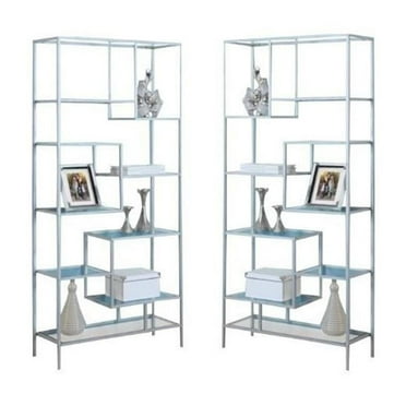 Coaster Modern Futuristic 5-Tier Steel Bookcase with Clear Tempered ...