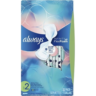 ALWAYS Infinity, Size 4, Overnight Sanitary Pads with Wings, Unscented ...