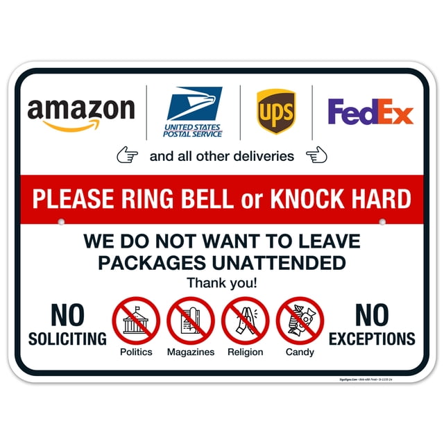 Do Not Leave Packages Here Sign, Please Ring Bell Or Knock Hard ...