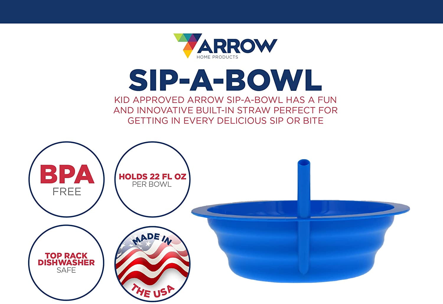 Buy Arrow Home Products Sip-A-Bowl Set, 22oz, 6pk - BPA Free Straw ...