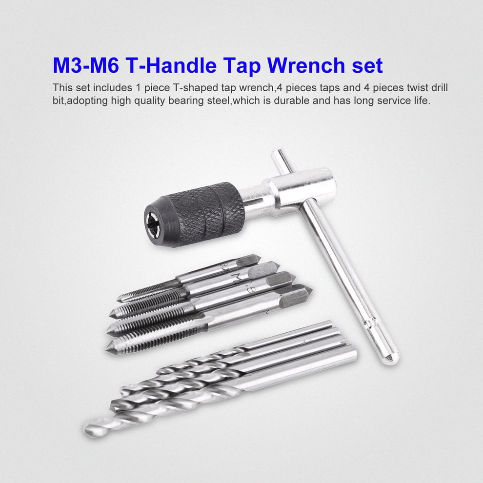 Clearance! 9Pcs/set Adjustable M3-M6 T-Handle Ratchet Tap Wrench Hand ...