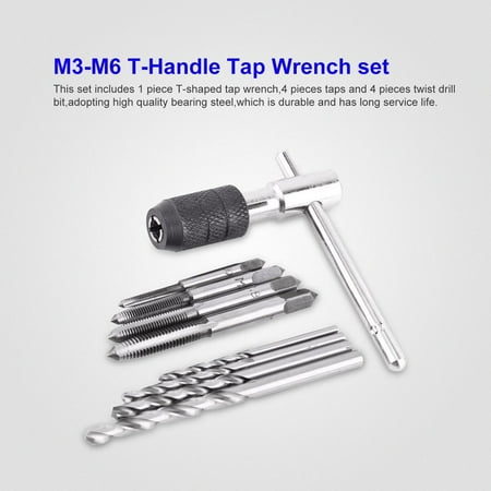 Clearance! 9Pcs/set Adjustable M3-M6 T-Handle Ratchet Tap Wrench Hand ...