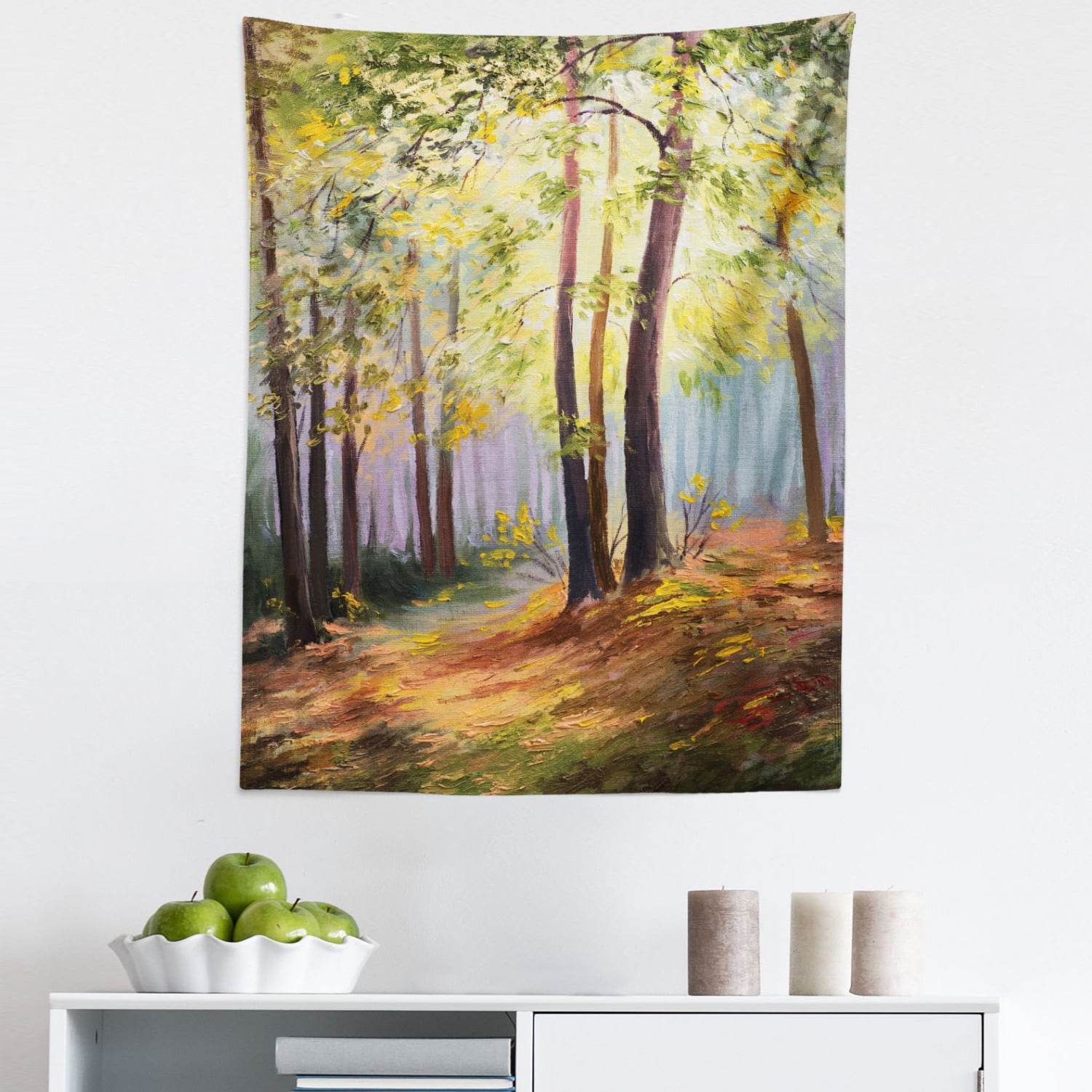Country Tapestry, Image of Spring Landscape in Forest with Falling Leaf ...