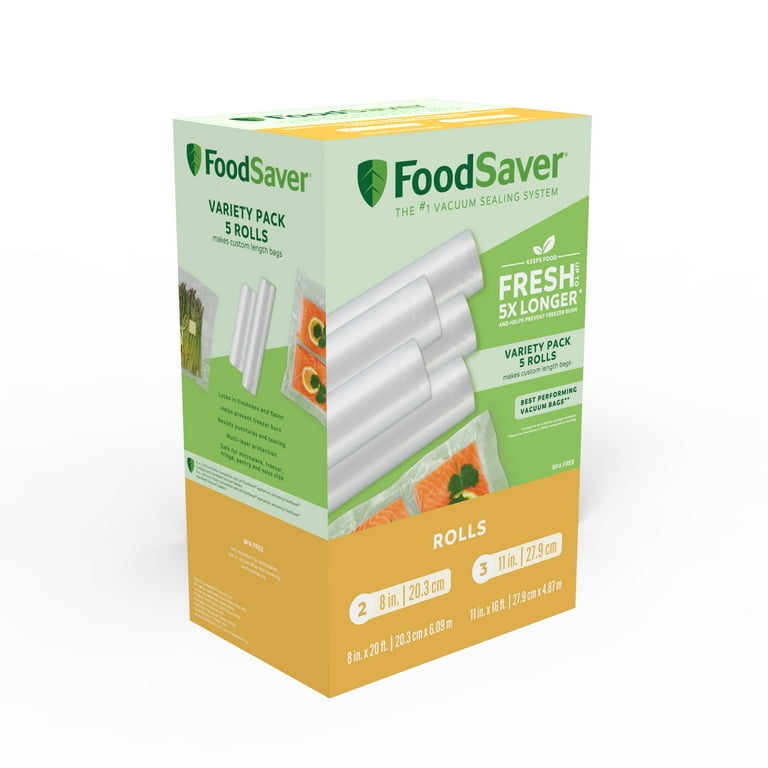 FoodSaver Vacuum Seal Rolls Multi Pack 3 Rolls 11 x 16 2 Rolls 8 x 20 Clear Walmart